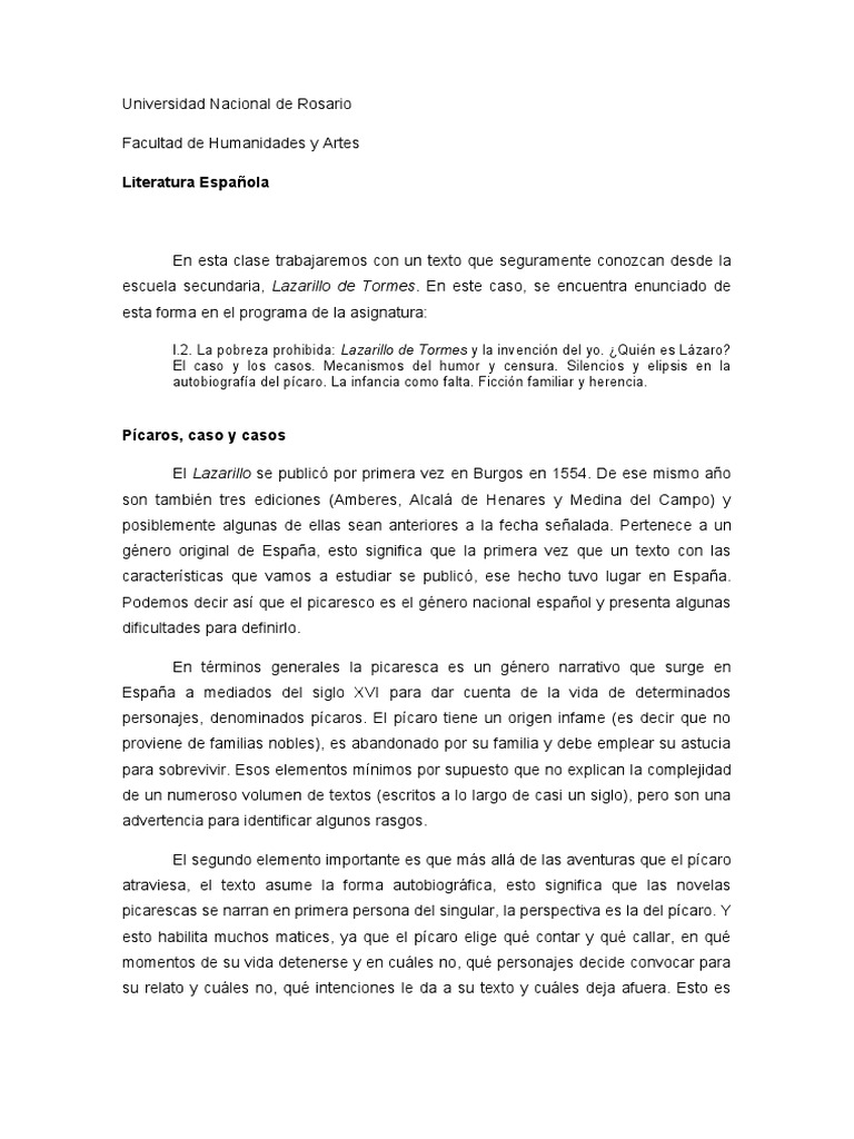 Clase Lazarillo de Tormes | PDF