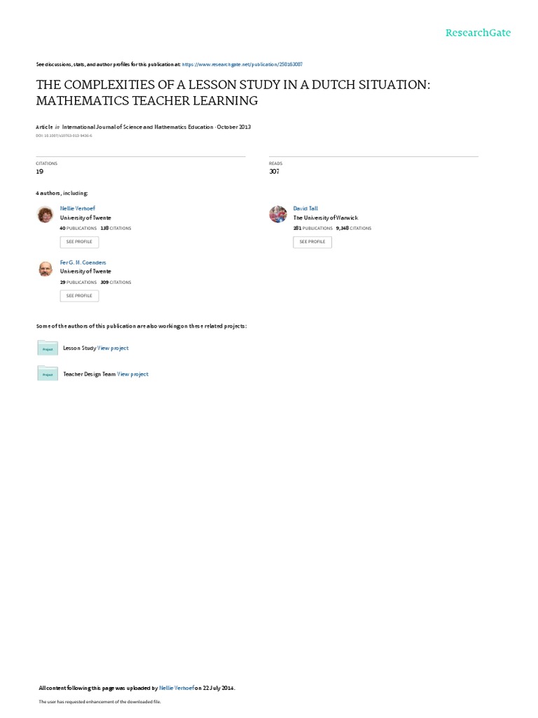 The Complexities of A Lesson Study in A Dutch Situation: Mathematics ...