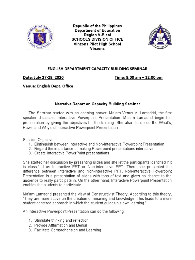 Capacity Building Seminar for Teachers | PDF | Teachers | Test (Assessment)