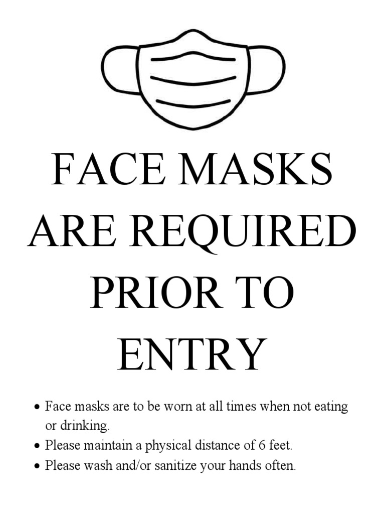 Face Masks Are Required Prior To Entry | PDF