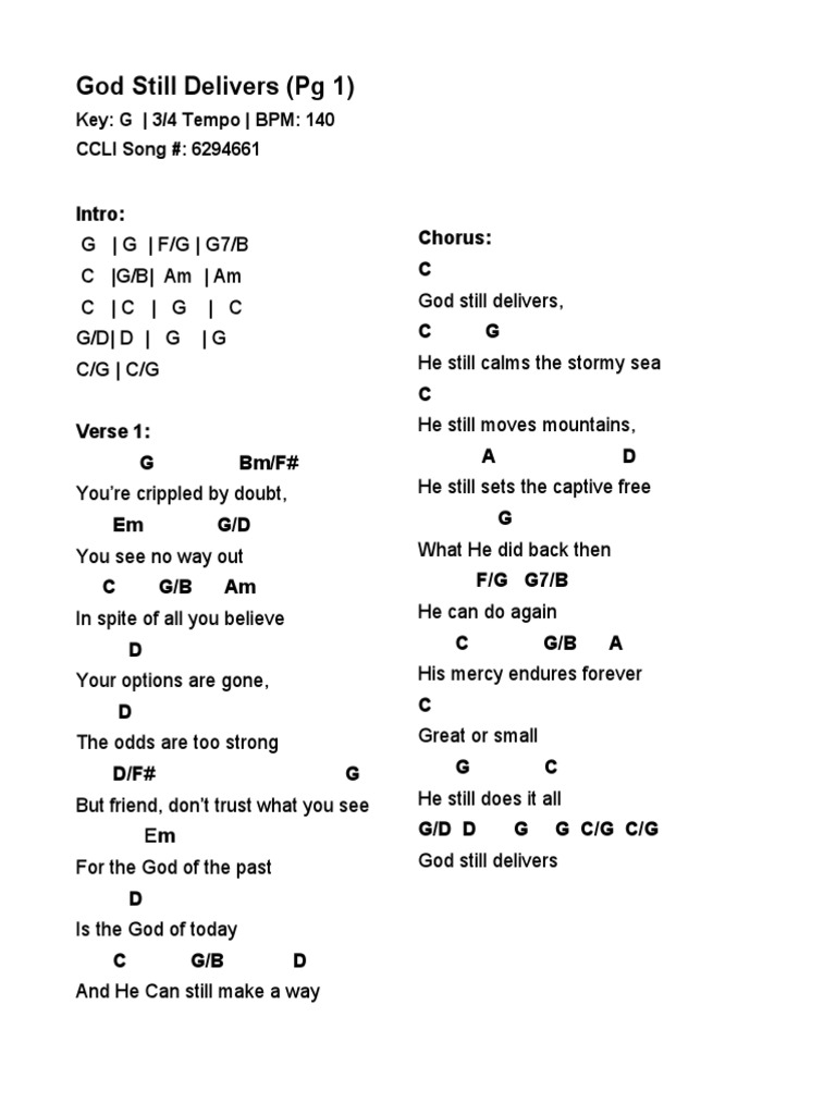 God Still Delivers - Chords & Lyrics | PDF | Song Structure | Musical Forms