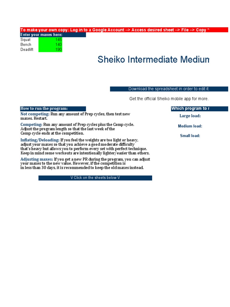 Sheiko Intermediate Program Guide | PDF | Individual Sports | Recreation