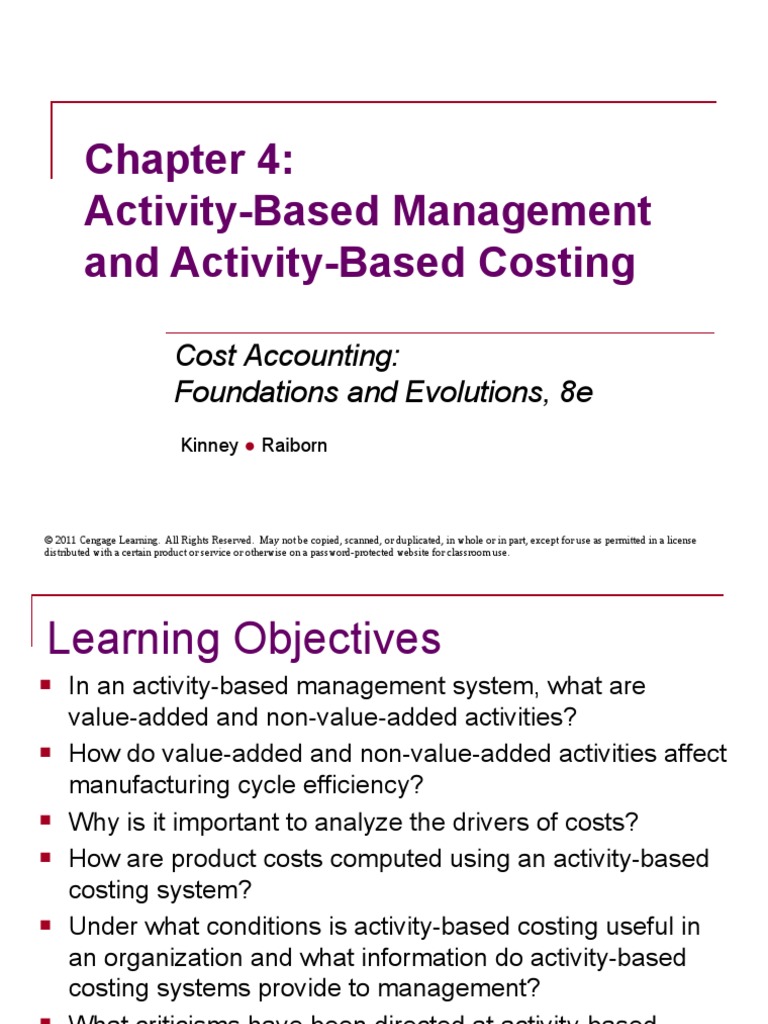 Activity-Based Management and Activity-Based Costing: Cost Accounting ...