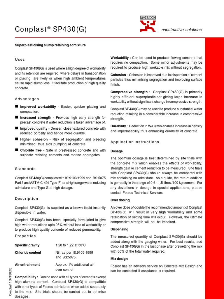 Conplast SP430(G) | Concrete | Materials