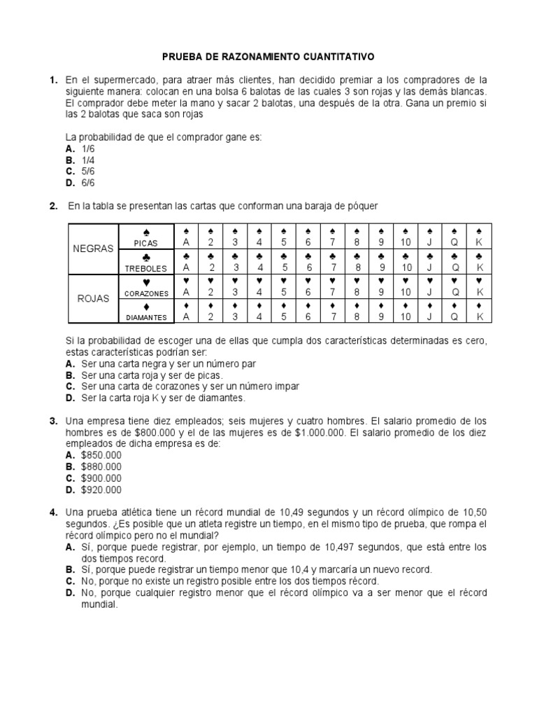 09-18 Prueba de Razonamiento Cuantitativo | PDF | Enseñanza de ...