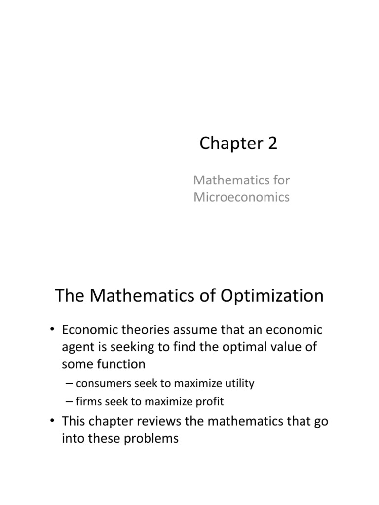 Chapter!2: Mathematics!for! Mi I Microeconomics | PDF | Integral | Algebra