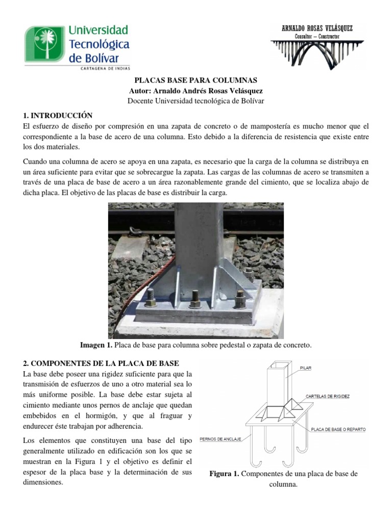 Placas de Base | PDF | Fundación (Ingeniería) | Rigidez