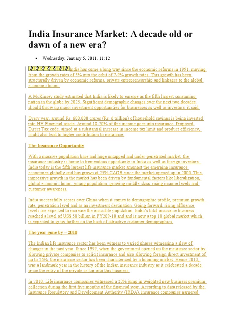 India Insurance Market | PDF | Insurance | Sales