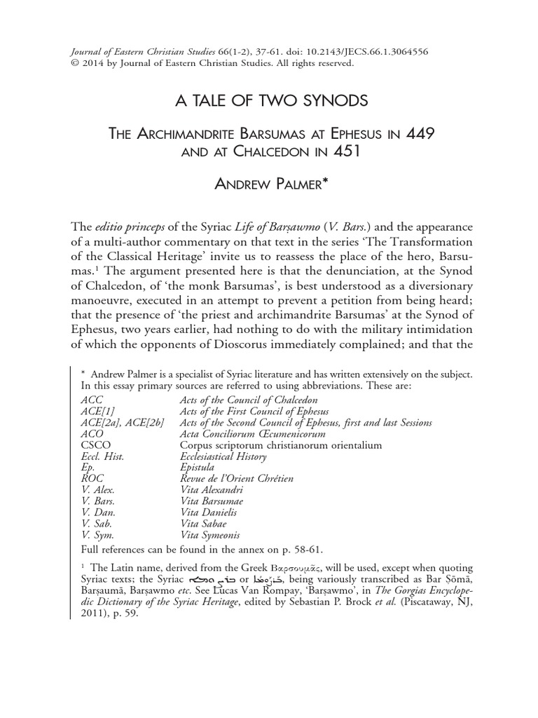 A Tale of Two Synods Ephesus and Chalcedon | PDF | Council Of Chalcedon ...