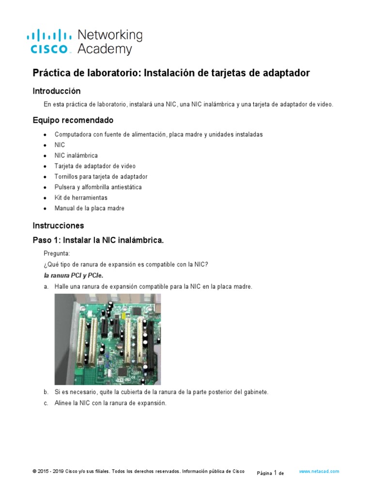 2.1.5.6 Lab - Install Adapter Cards | PDF | Arquitectura X86 ...