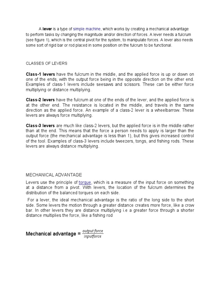 Simple Machine: Mechanical Advantage | PDF | Lever | Machines