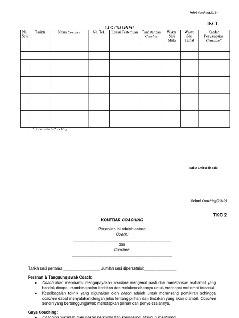 2019 - Borang Kosong TKC 1, TKC 2, Tkc4 & TKC 6 | PDF