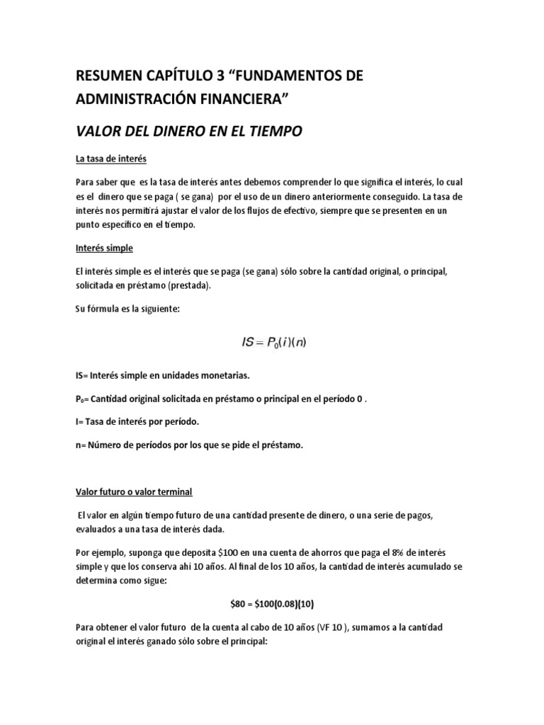 Resumen Cap 3 de VH | PDF | Tasas de interés | Interés
