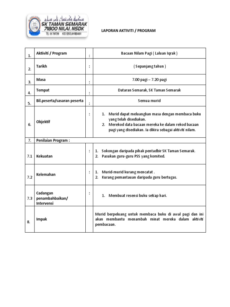 Laporan Bacaan Nilam Pagi Pdf