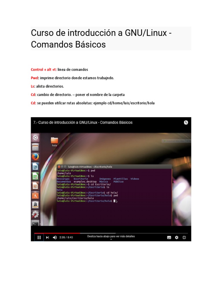 Curso de Introducción A GNU Linux - Comandos Básicos | PDF