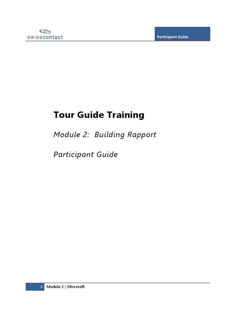 Tour Guide Training: Module 2: Building Rapport Participant Guide | PDF ...