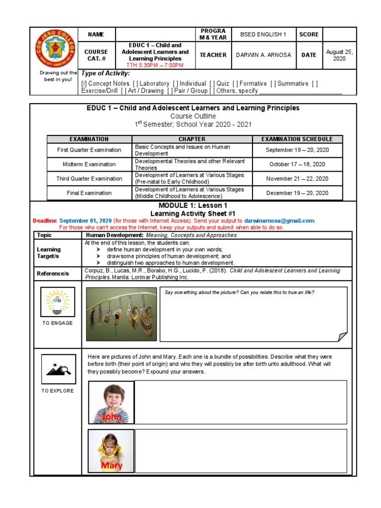 EDUC 1 - MODULE 1 (1st Sem 2020 - 2021) | PDF | Developmental ...
