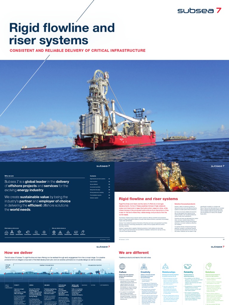 Subsea7 Flowlines Brochure PDF | PDF | Subsea (Technology) | Pipeline ...