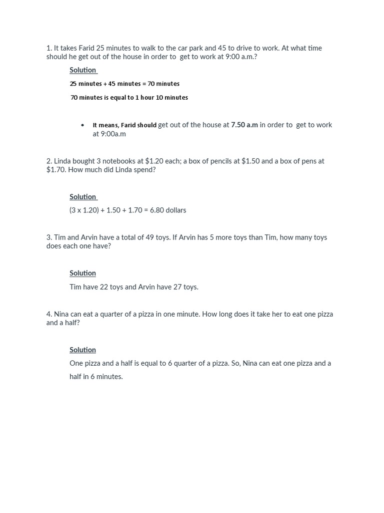 Solution: 25 Minutes + 45 Minutes 70 Minutes 70 Minutes Is Equal To 1 ...