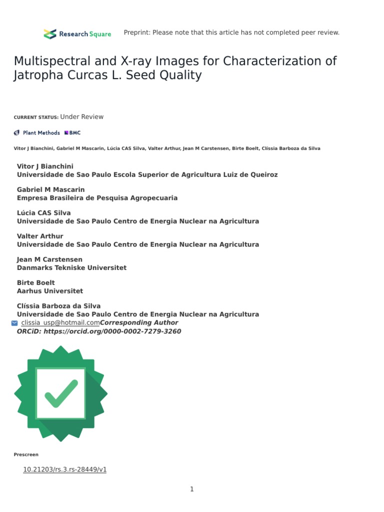 Multispectral and X-Ray Images For Characterization of Jatropha Curcas ...