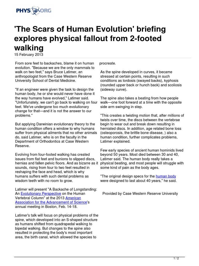 'The Scars of Human Evolution' Briefing Explores Physical Fallout From ...