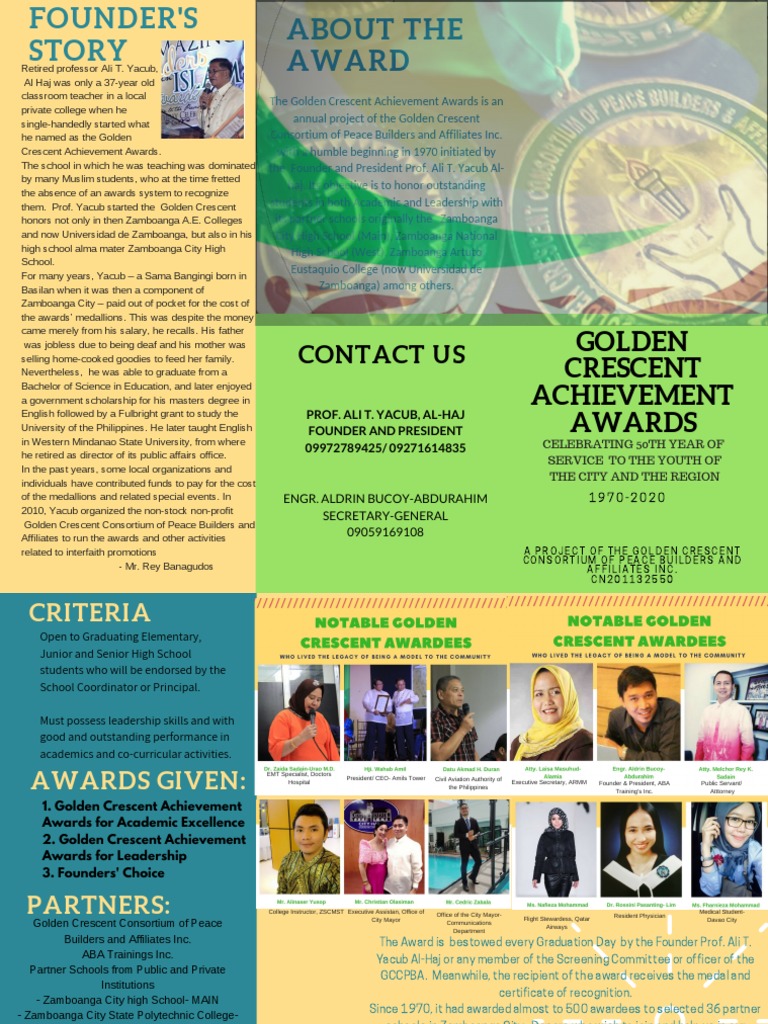 GOLDEN CRESCENT AWARDS BROCHURE | PDF | Behavior Modification | Learning