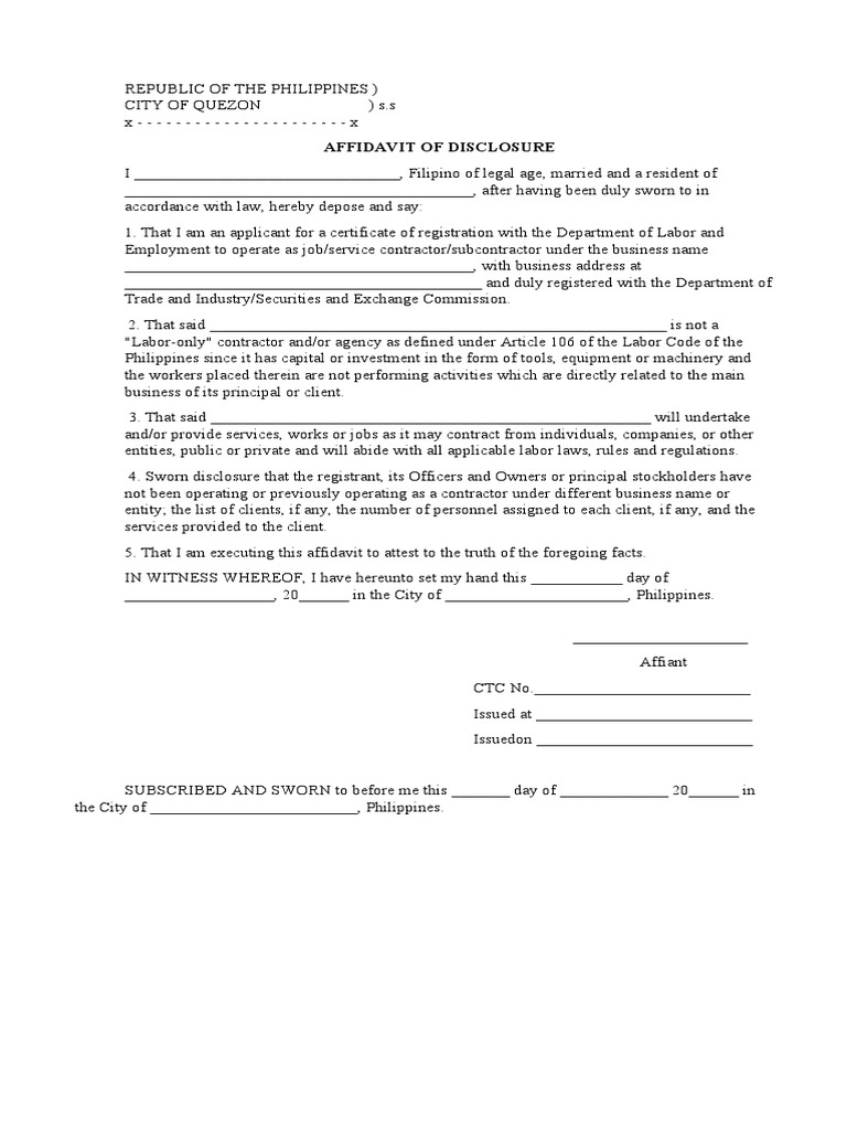 Sworn Disclosure | PDF | Affidavit | Social Institutions