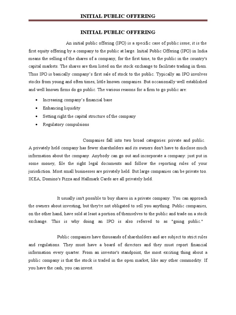 Understanding Initial Public Offerings | PDF | Initial Public Offering ...
