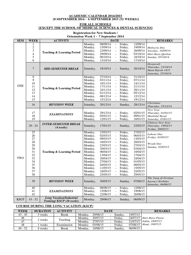 Kalendar Akademik 2014 2015 Download Free Pdf Observances Holidays