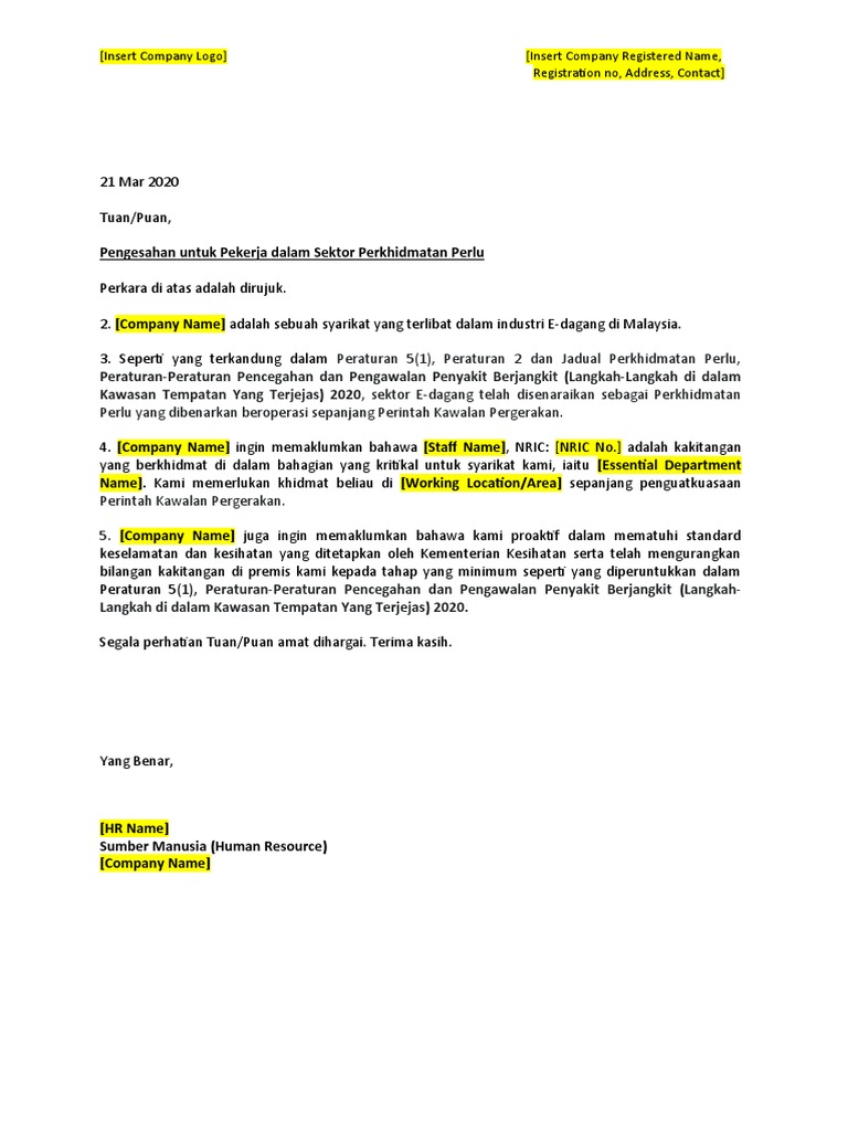 (TEMPLATE) Authorization Letter For Employees - MCO | PDF