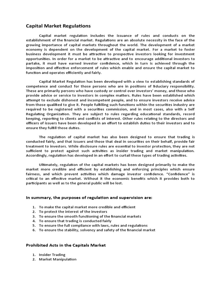 Capital Market Regulations-New | PDF | Insider Trading | U.S ...