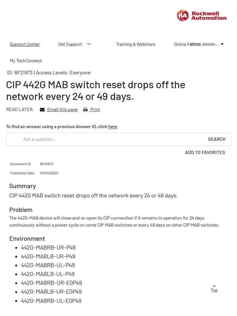 Anexo II - CIP 442G MAB Switch Reset Drops Off The Network Every 24 or ...