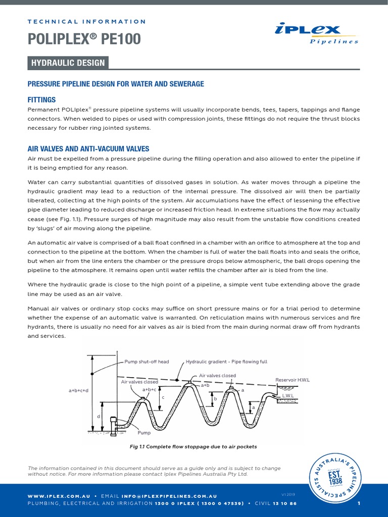 Iplex POLIplex PE100 Hydraulic Design Pressure Pipeline Design For ...