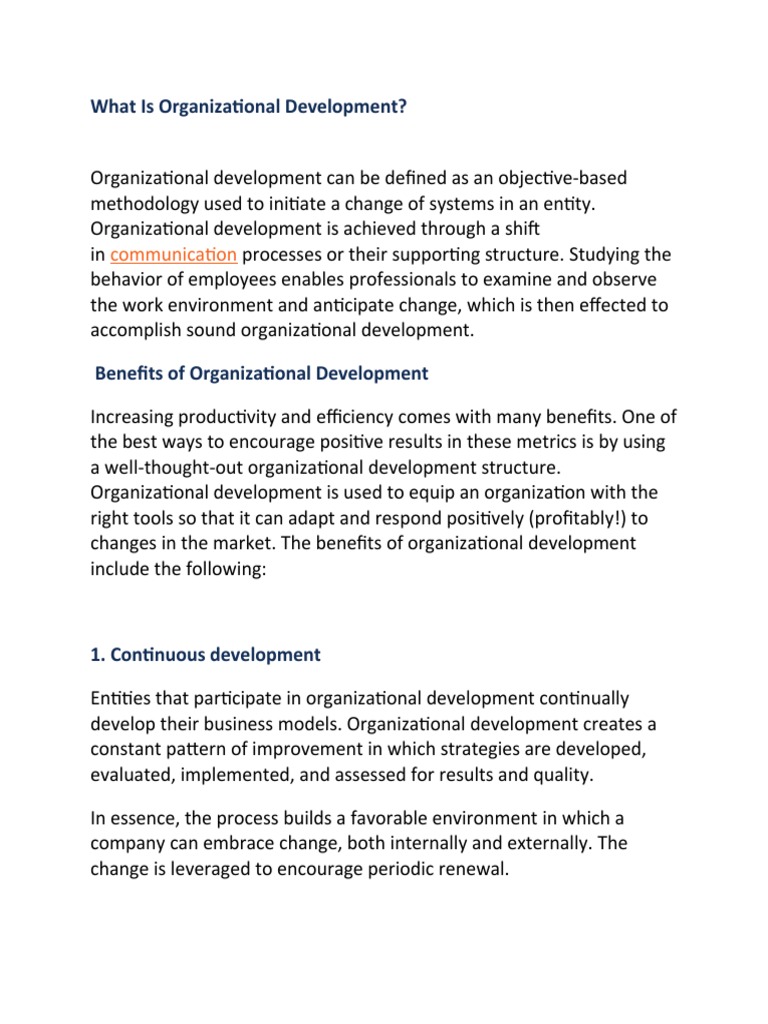 Organizational Development | PDF | Organization Development | Innovation