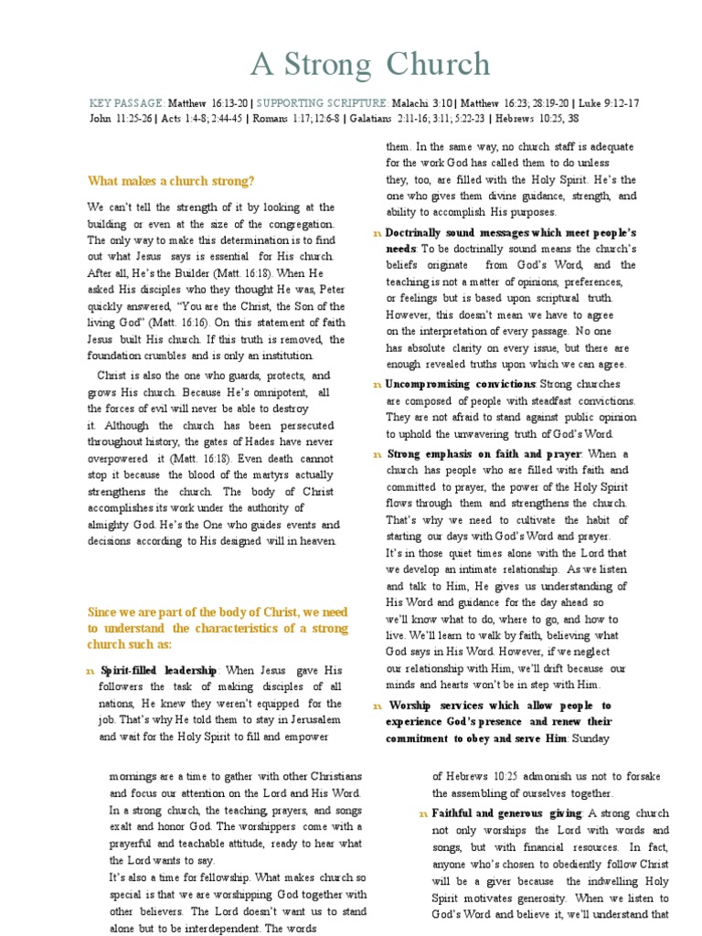 What Makes A Church Strong? | PDF | Christian Church | Gospel Of Matthew