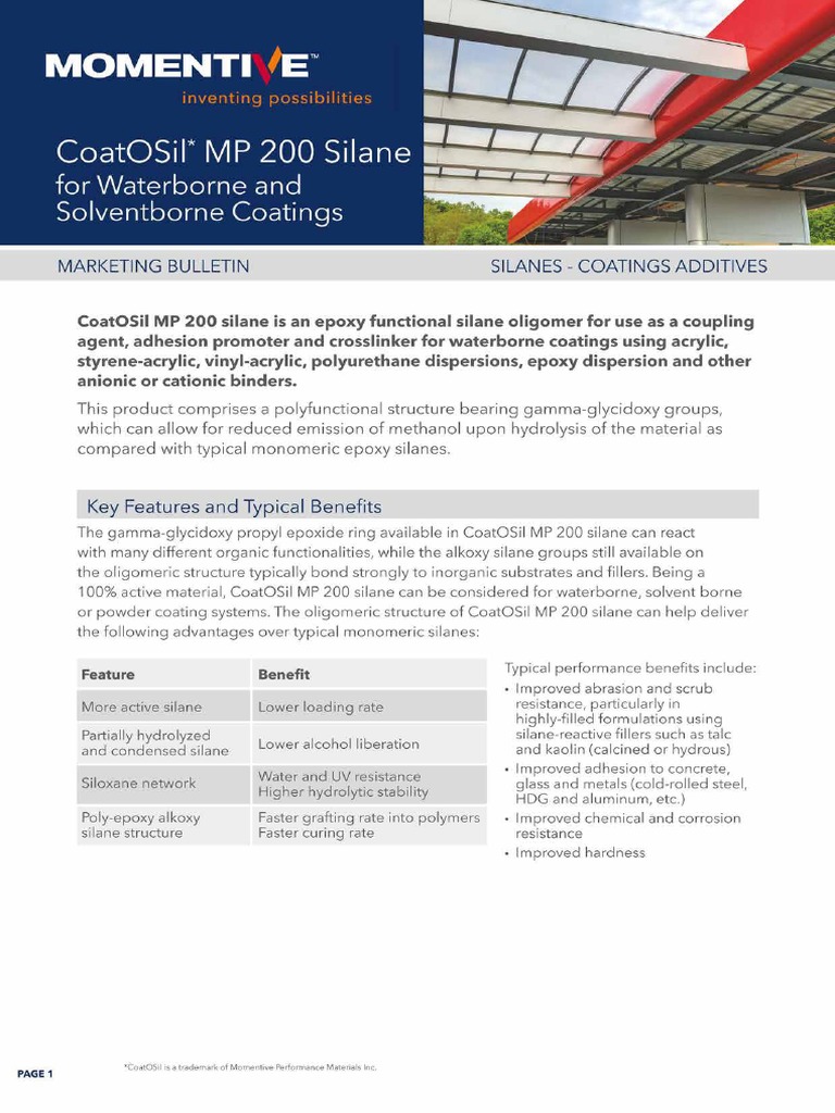 CoatOSil MP 200 Silane WB and SB Coatings | PDF