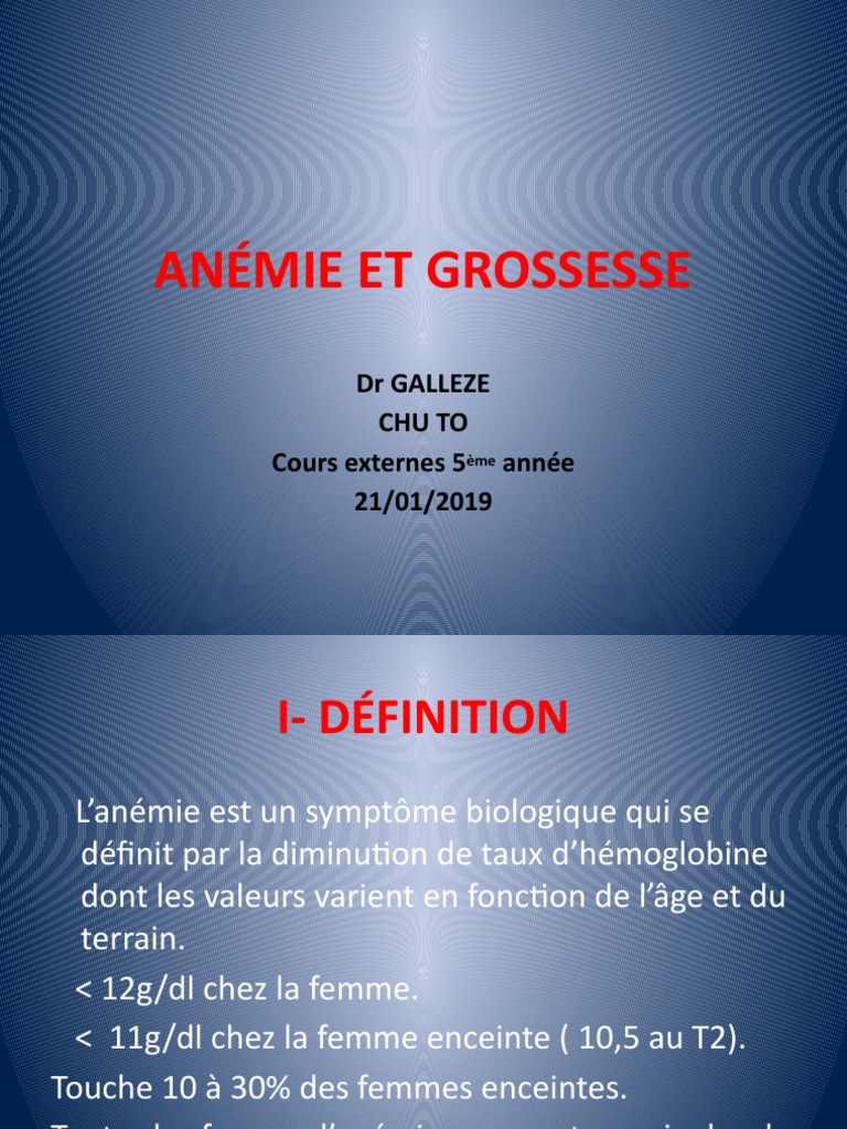 Anémie Et Grossesse | PDF | Anémie | Pathologie clinique