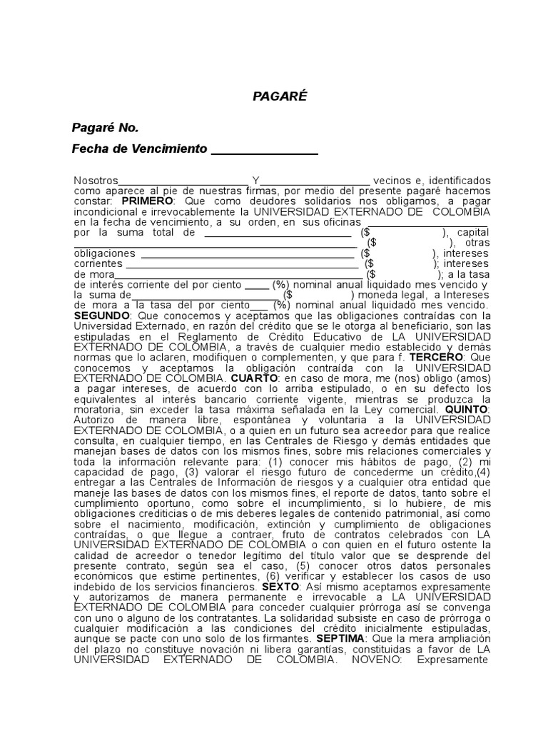 MODELO DE UN Pagaré PDF | PDF | Interés | Pagos