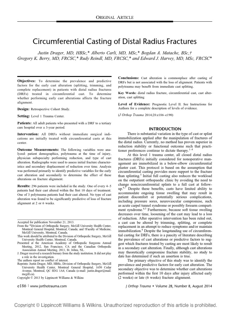 Circumferential Casting of Distal Radius PDF | PDF | Orthopedic Surgery ...