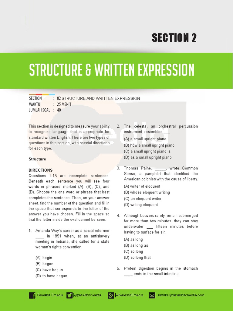 Structure & Written Expression: Section 2 | PDF | Hydrocarbons | Water Vapor