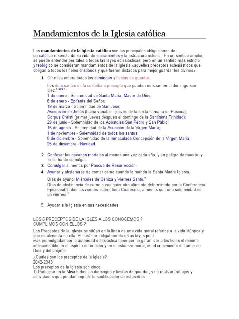 LOS CINCO MANDAMIENTOS DE LA IGLESIA CATÓLICA By Bryan, 51% OFF