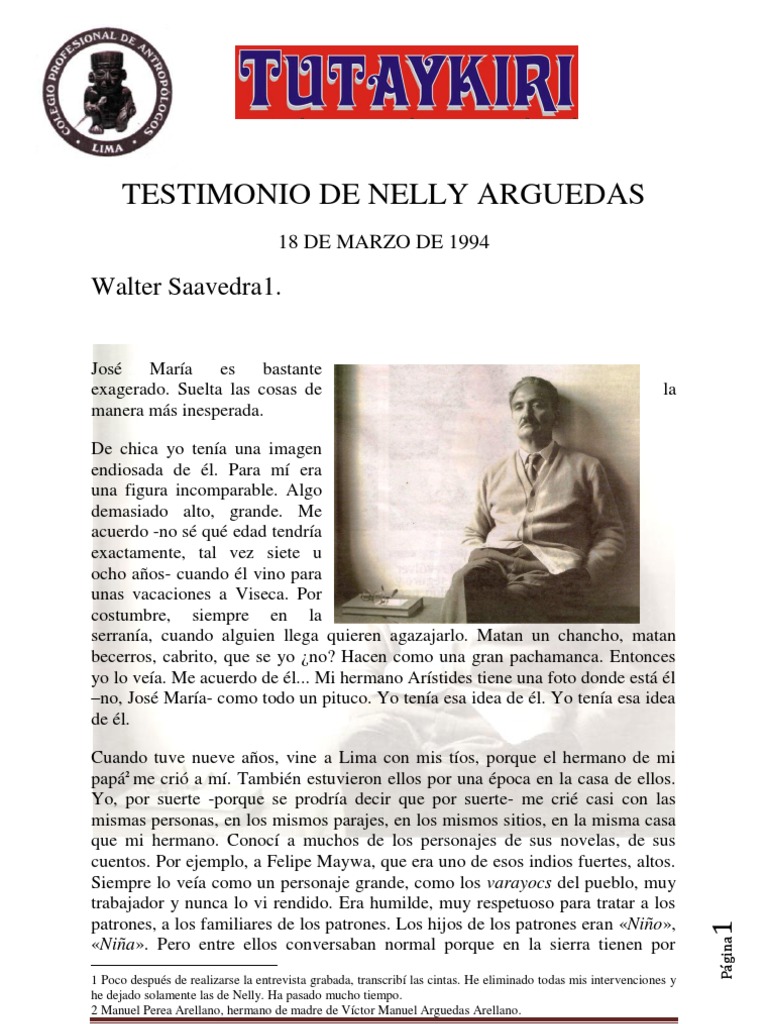 Nelly Arguedas, El Testimonio | PDF