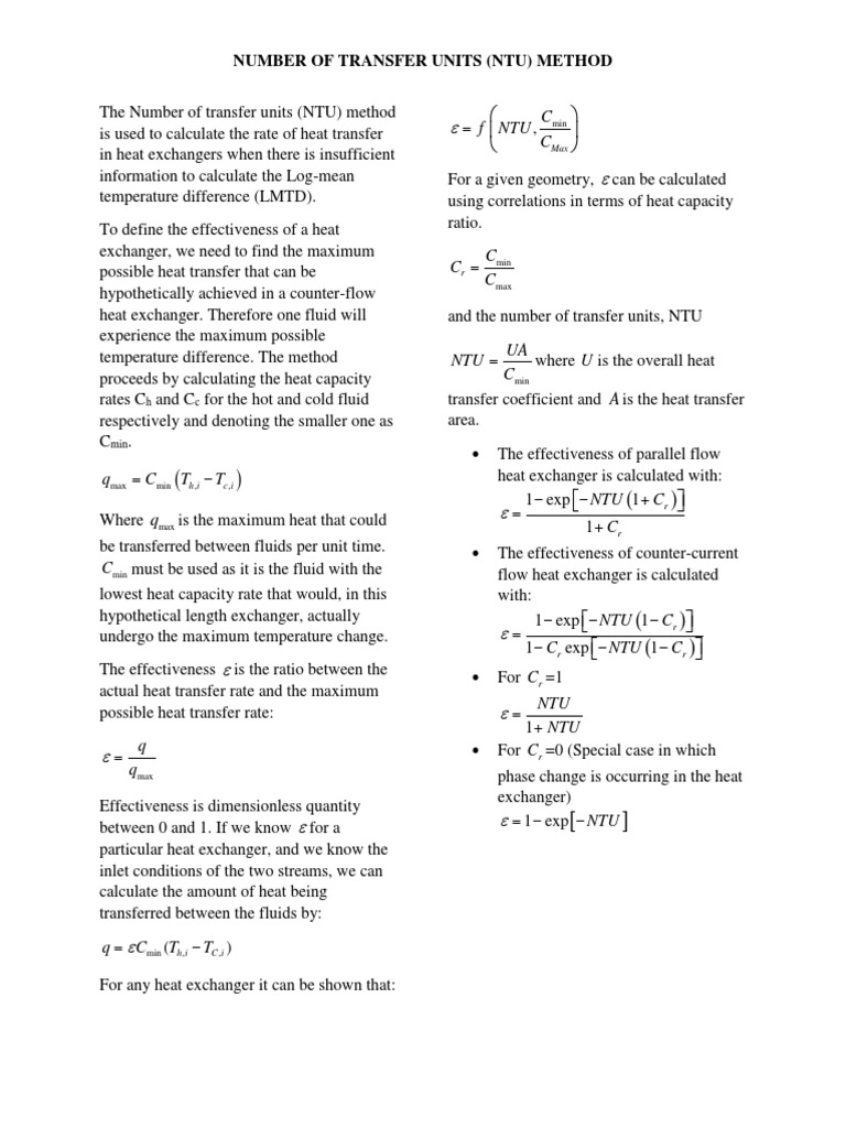 Heat Transfer NTU Method | PDF | Heat Transfer | Continuum Mechanics