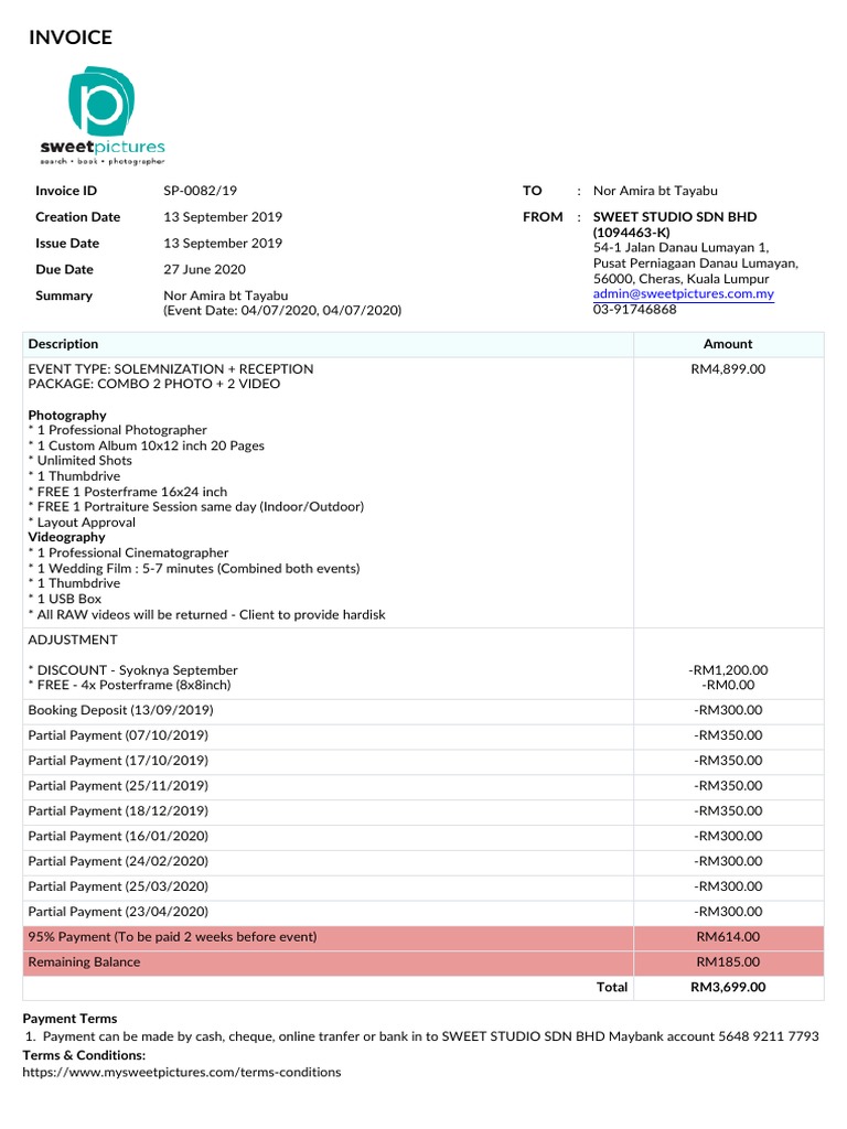 Invoice: Invoice ID Creation Date Issue Date Due Date TO From (1094463 ...