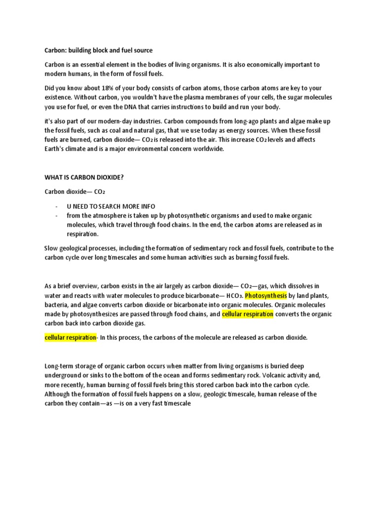 Carbon: Building Block and Fuel Source | Download Free PDF | Carbon ...