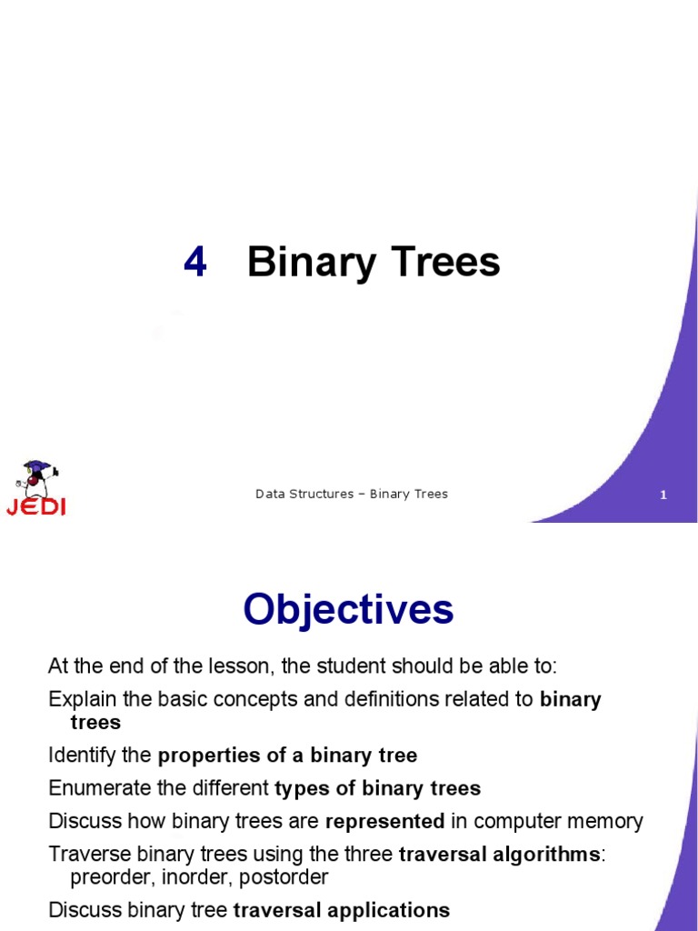 Jedi Slides Datast Chapter04 Binary Trees Sxi Pdf Algorithms And 