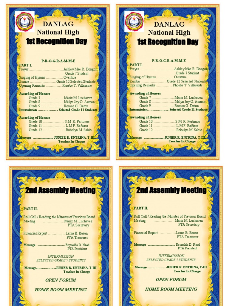 1st Recognition Day 1st Recognition Day: Danlag National High School ...