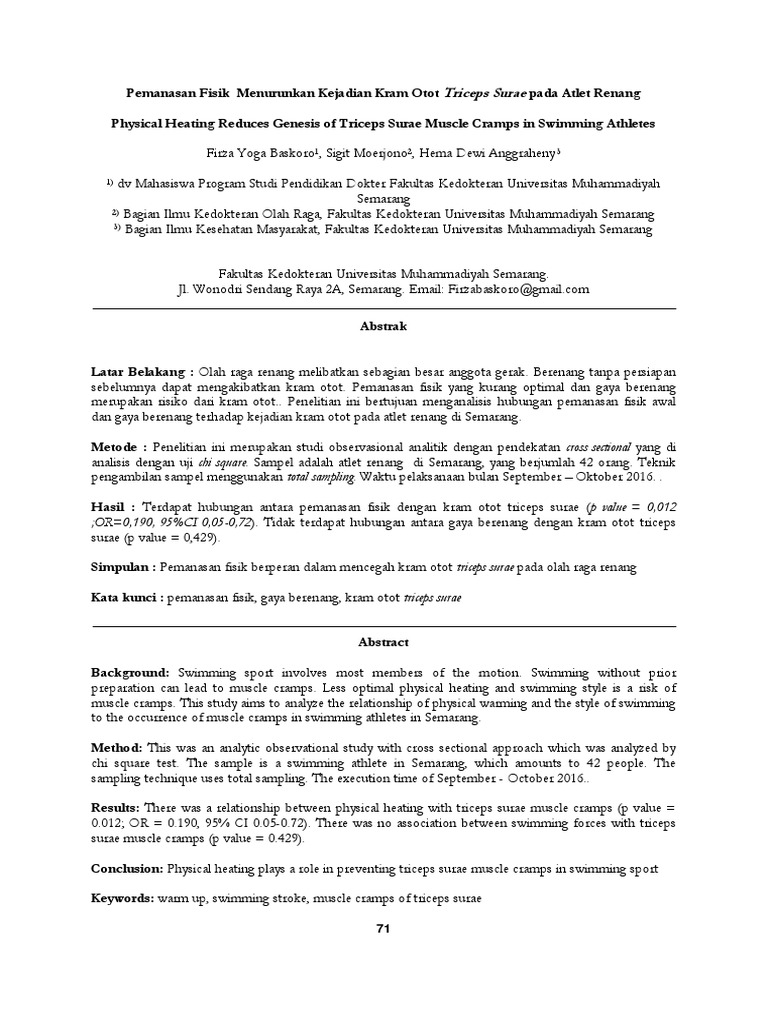 Pemanasan Fisik Menurunkan Kejadian Kram Otot | PDF