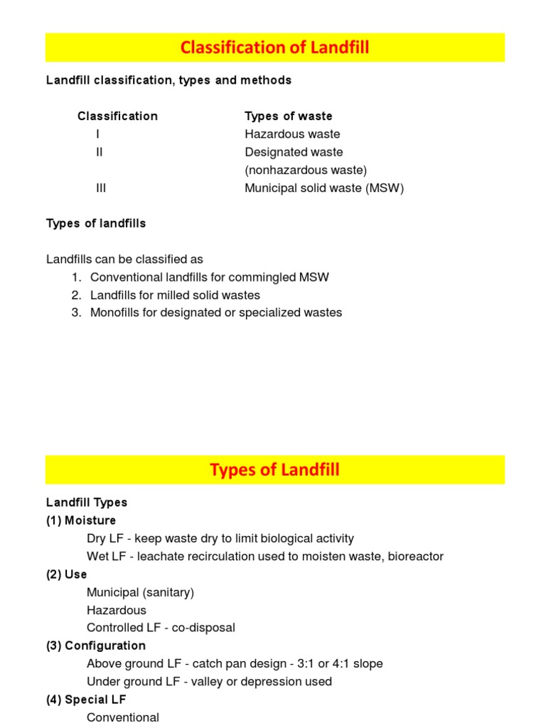 Landfill Types and Operations | PDF | Sewage Treatment | Landfill