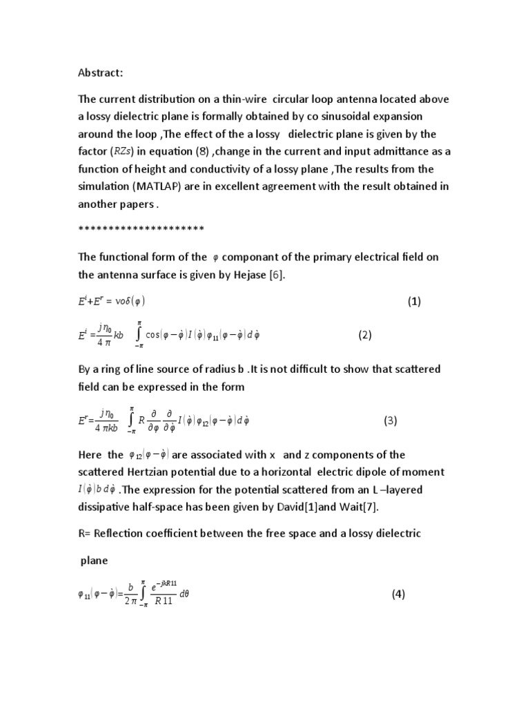 4 π cos (ϕ− 'ϕ) I ('ϕ) ϕ (ϕ− 'ϕ) d 'ϕ | PDF | Antenna (Radio) | Complex ...